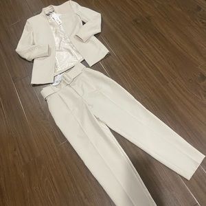 Zara | Pants & Jumpsuits | Zara Cream Belted Pants Suit | Poshmark